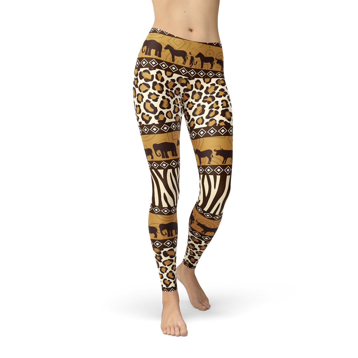African Animal Print Leggings, Safari Style Yoga Pants - Etsy