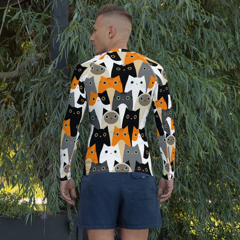 Cat Rash Guard for Men Long Sleeve Mens Rashguard With Cats - Etsy