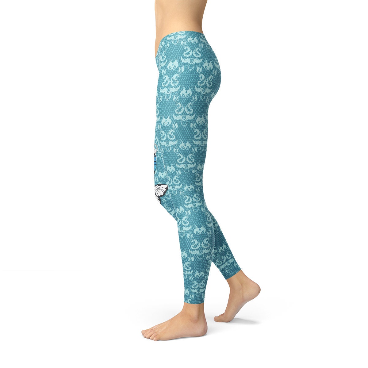 Blue Butterfly Print Leggings – Yoga Pants, Tights - Etsy