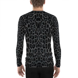 Black Leopard Spots Rash Guard for Men - Mens Long Sleeve Rashie With ...