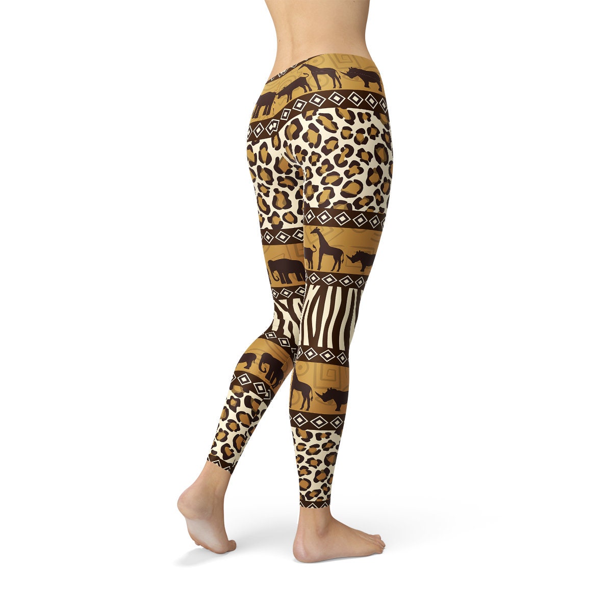 African Animal Print Leggings, Safari Style Yoga Pants - Etsy