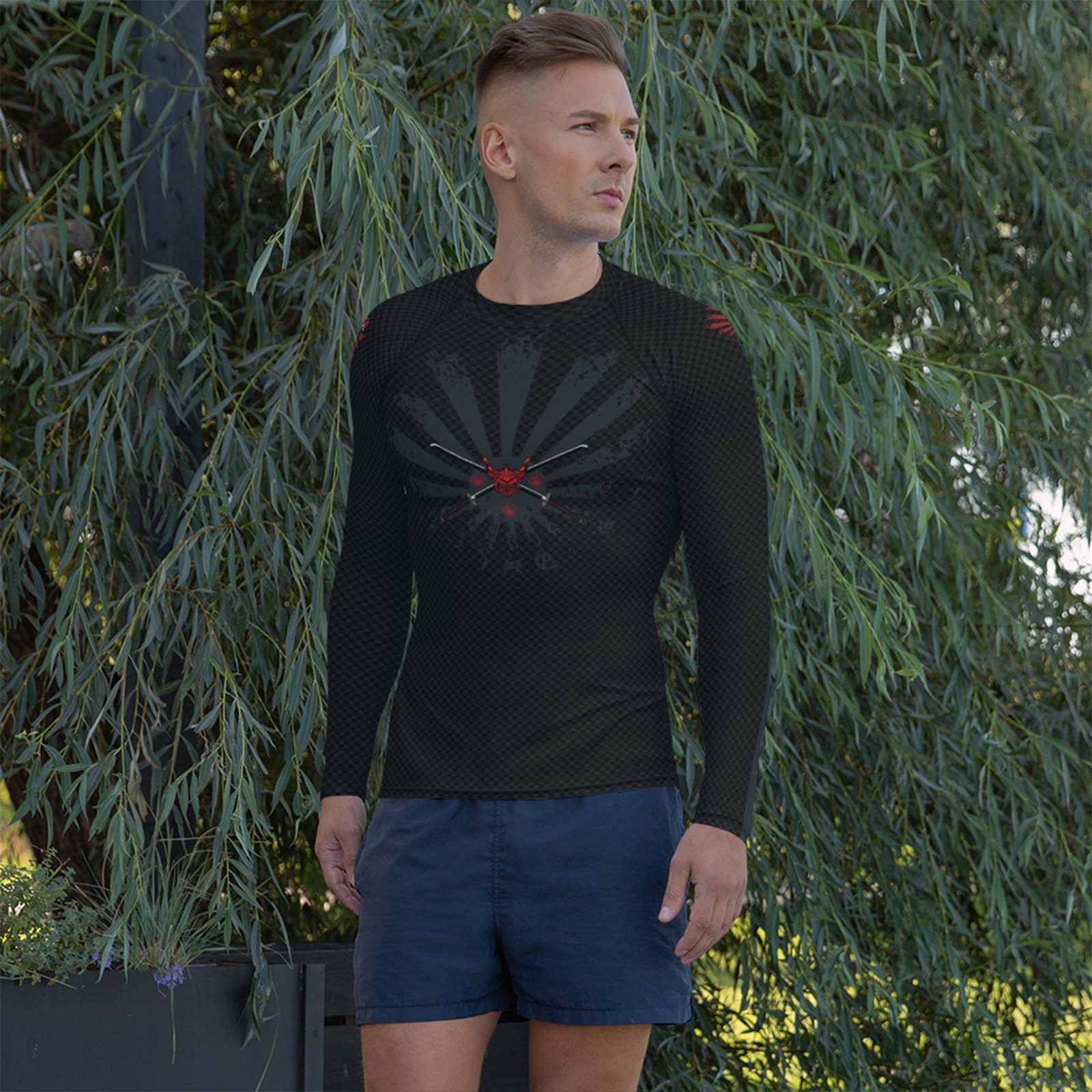 Mens Rash Guard Japanese Samurai Mask With Carbon Fiber Long - Etsy