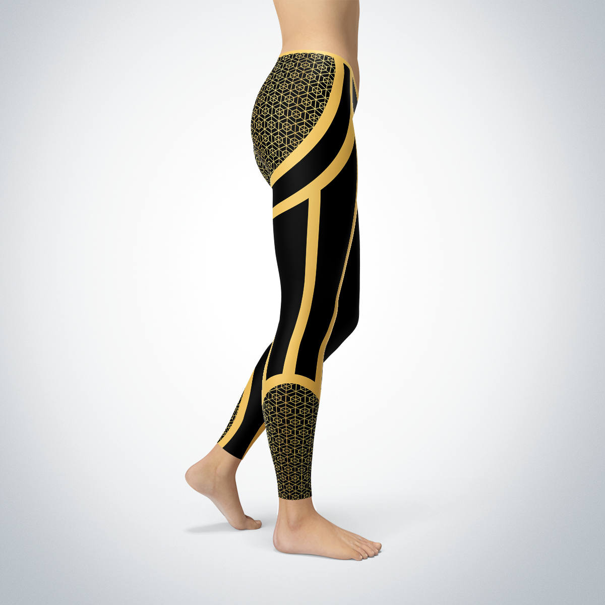 Athena Black & Gold Workout Leggings – High-waisted, Squat Proof - Etsy