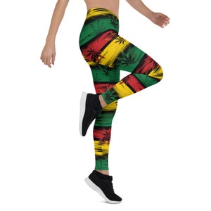 Rasta Reggae Leggings for Women Printed Womens Red, Black and Yellow ...