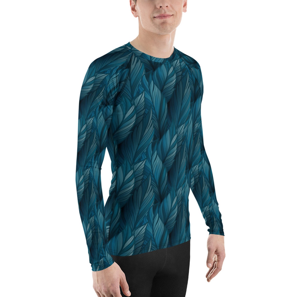 Feather Rash Guard for Men - Mens Long Sleeve Rashie With All Over Blue ...