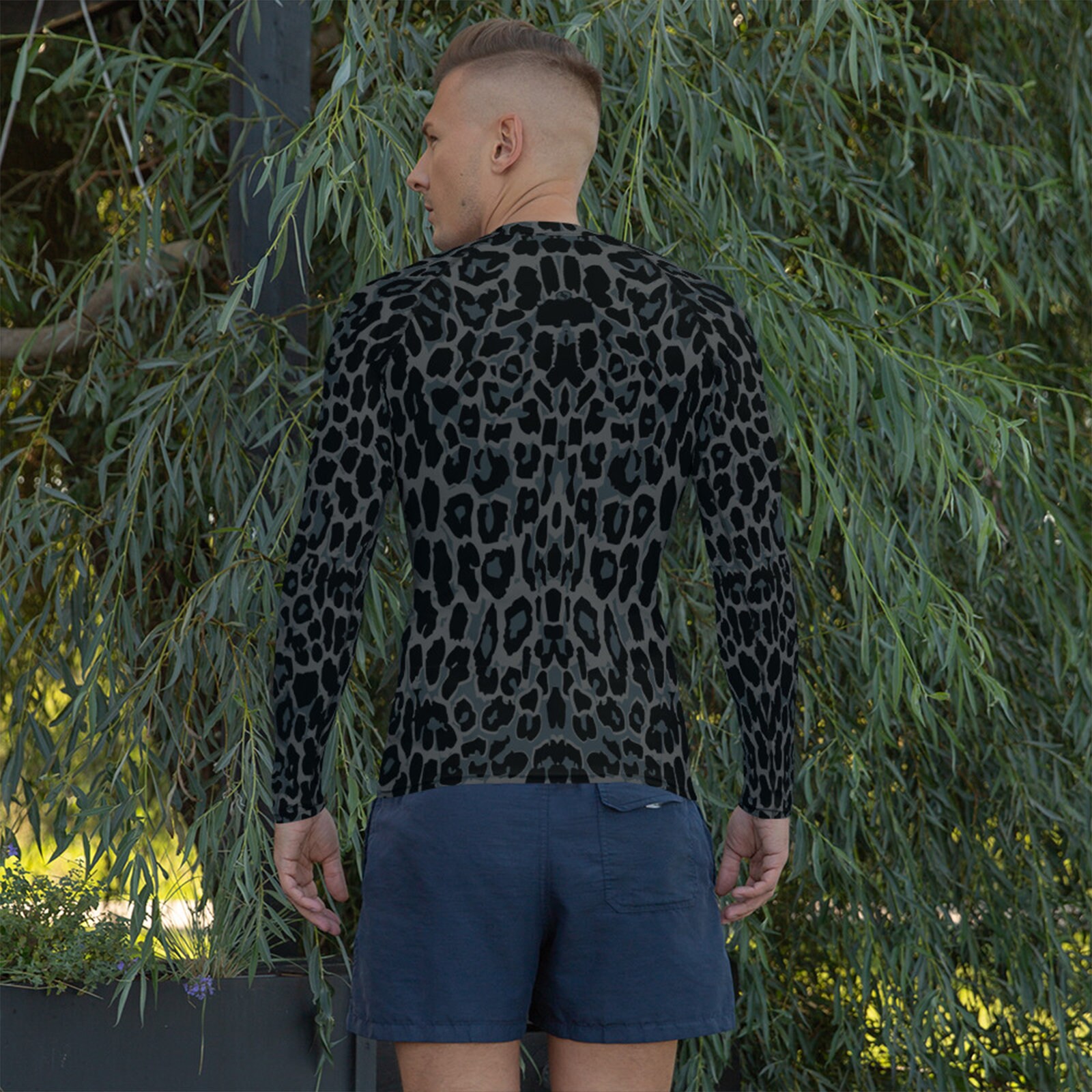 Black Leopard Spots Rash Guard for Men Mens Long Sleeve | Etsy