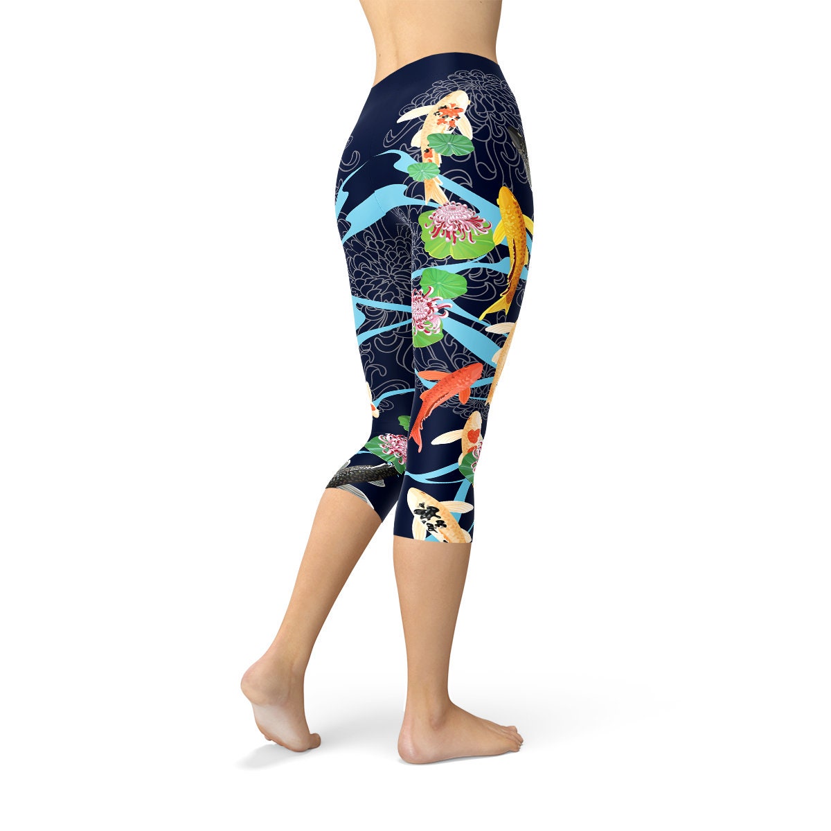 Koi Fish Capri Leggings Under Water Carp Fish Capris Koi | Etsy