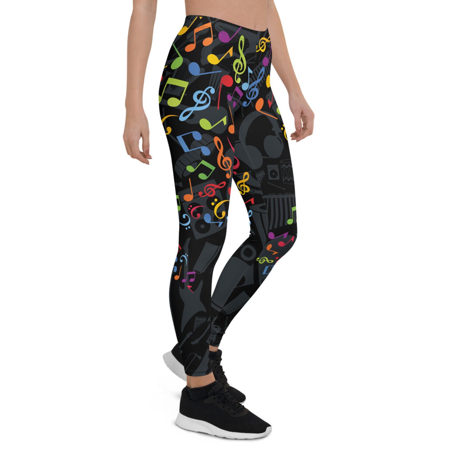 Music Notes Print Leggings – Squat Proof Yoga Pants - Etsy