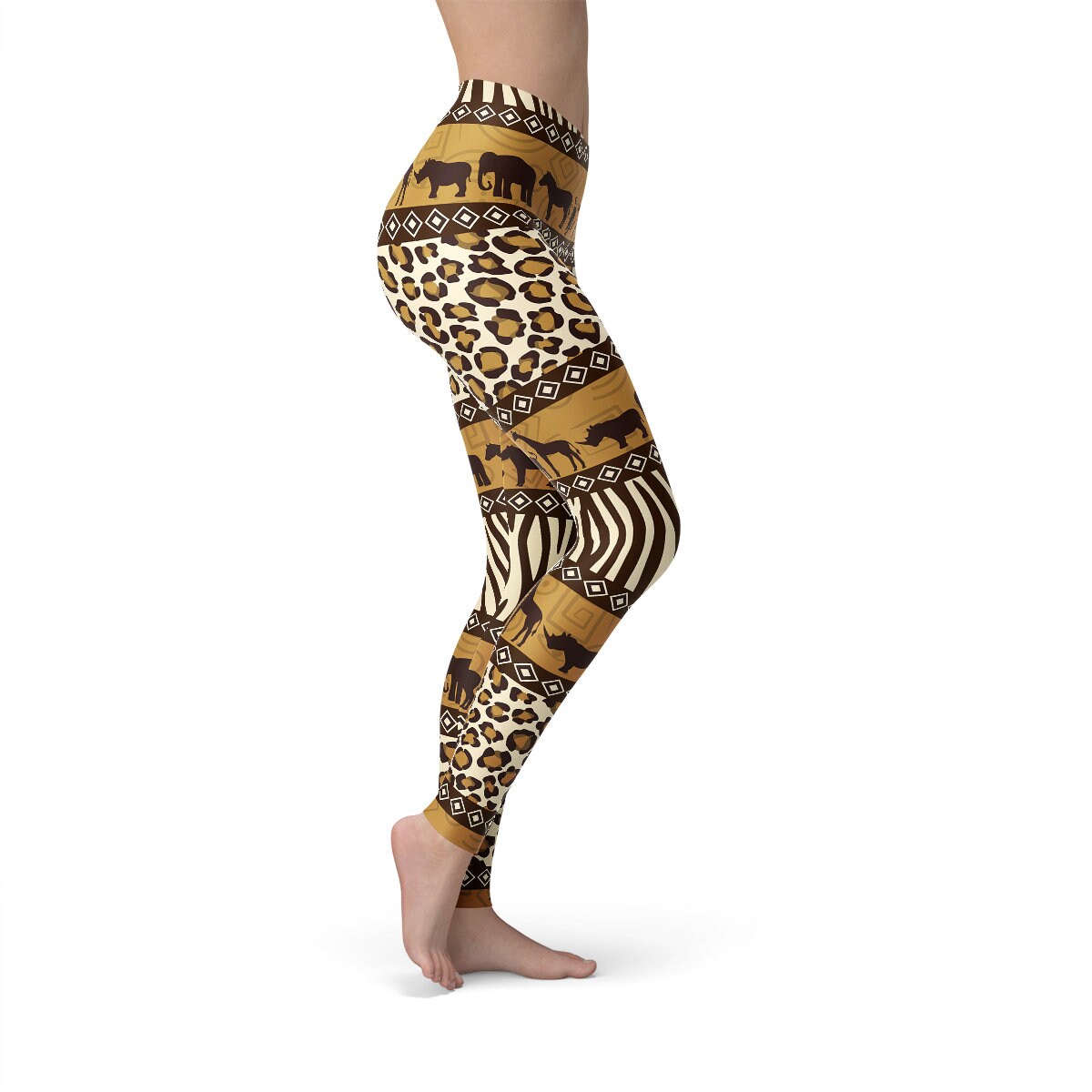 African Animal Print Leggings, Safari Style Yoga Pants - Etsy