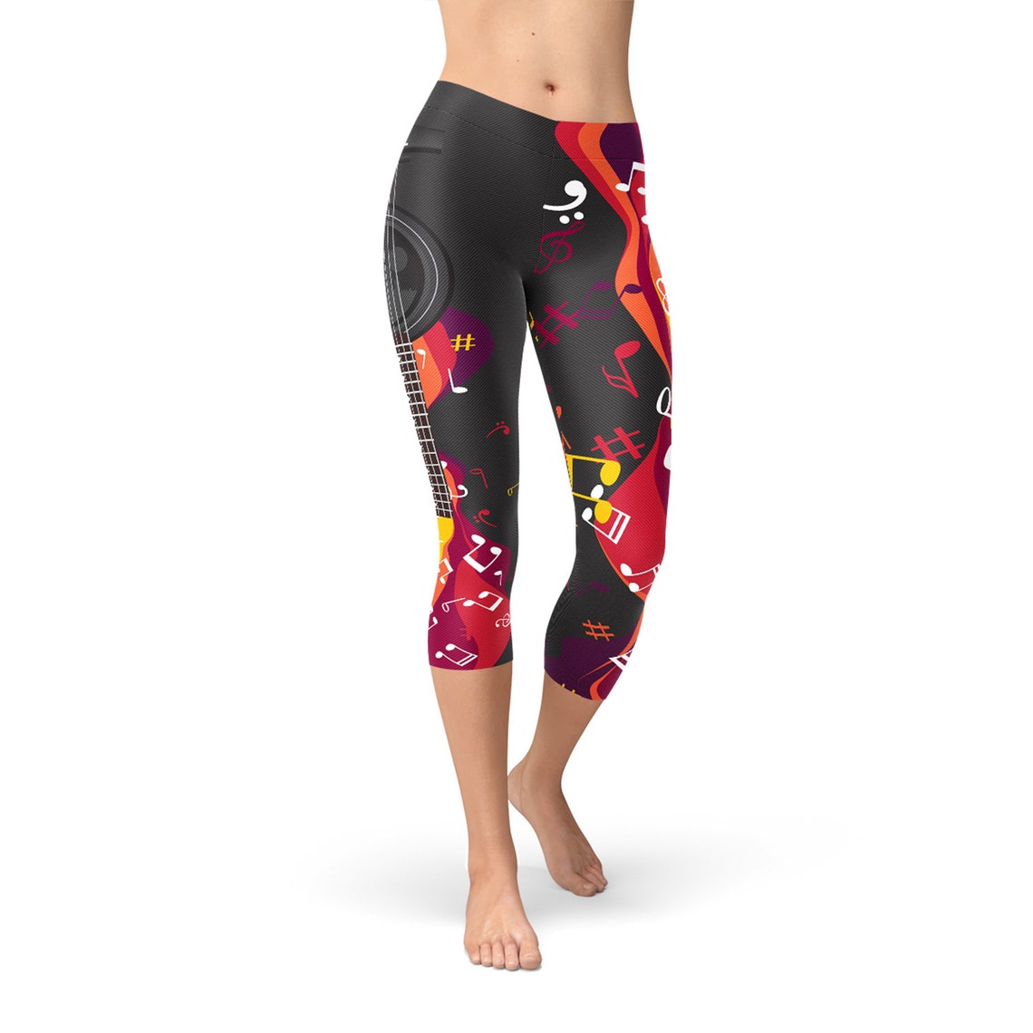 Music Note Capri Leggings for Women Musical Air Guitar - Etsy