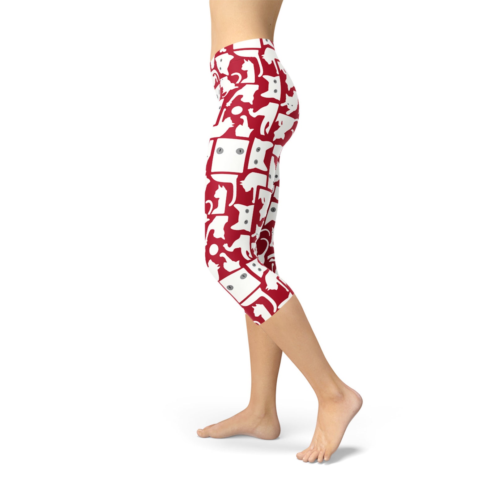 Cat Capri Leggings for Women Womens Red Capri Pants W All | Etsy