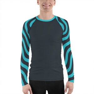 Mens Rash Guard - Ocean Swirl Print High Visibility Rashguard Sun ...