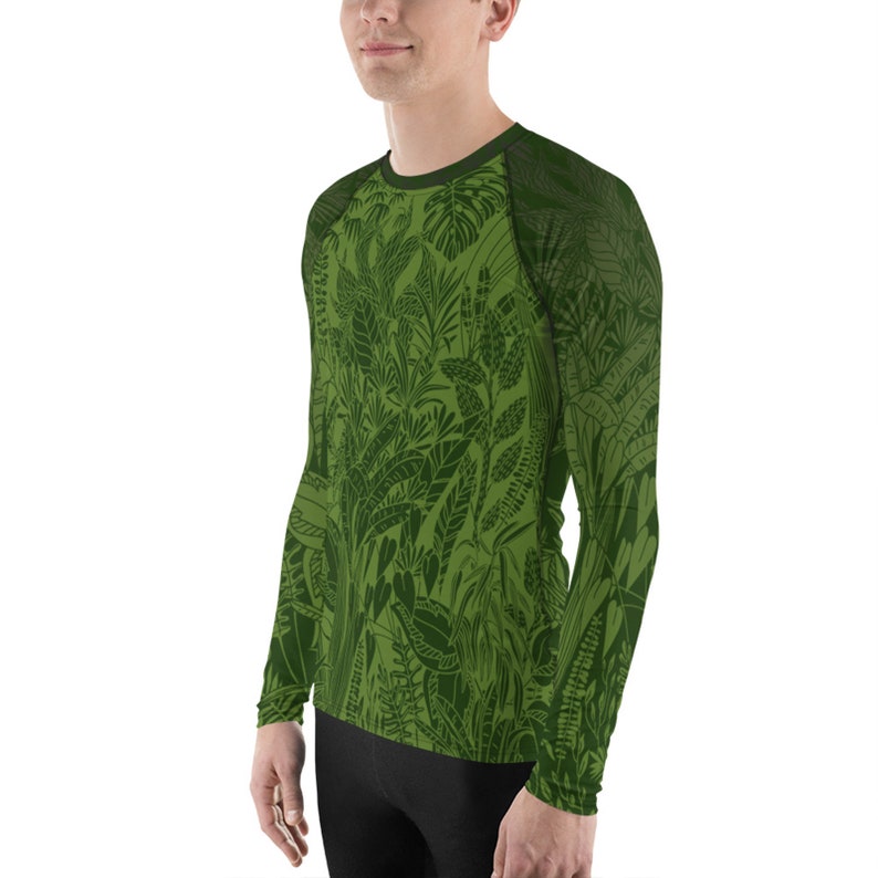 Mens Rash Guard Green Tropical Jungle Print Long Sleeve | Etsy