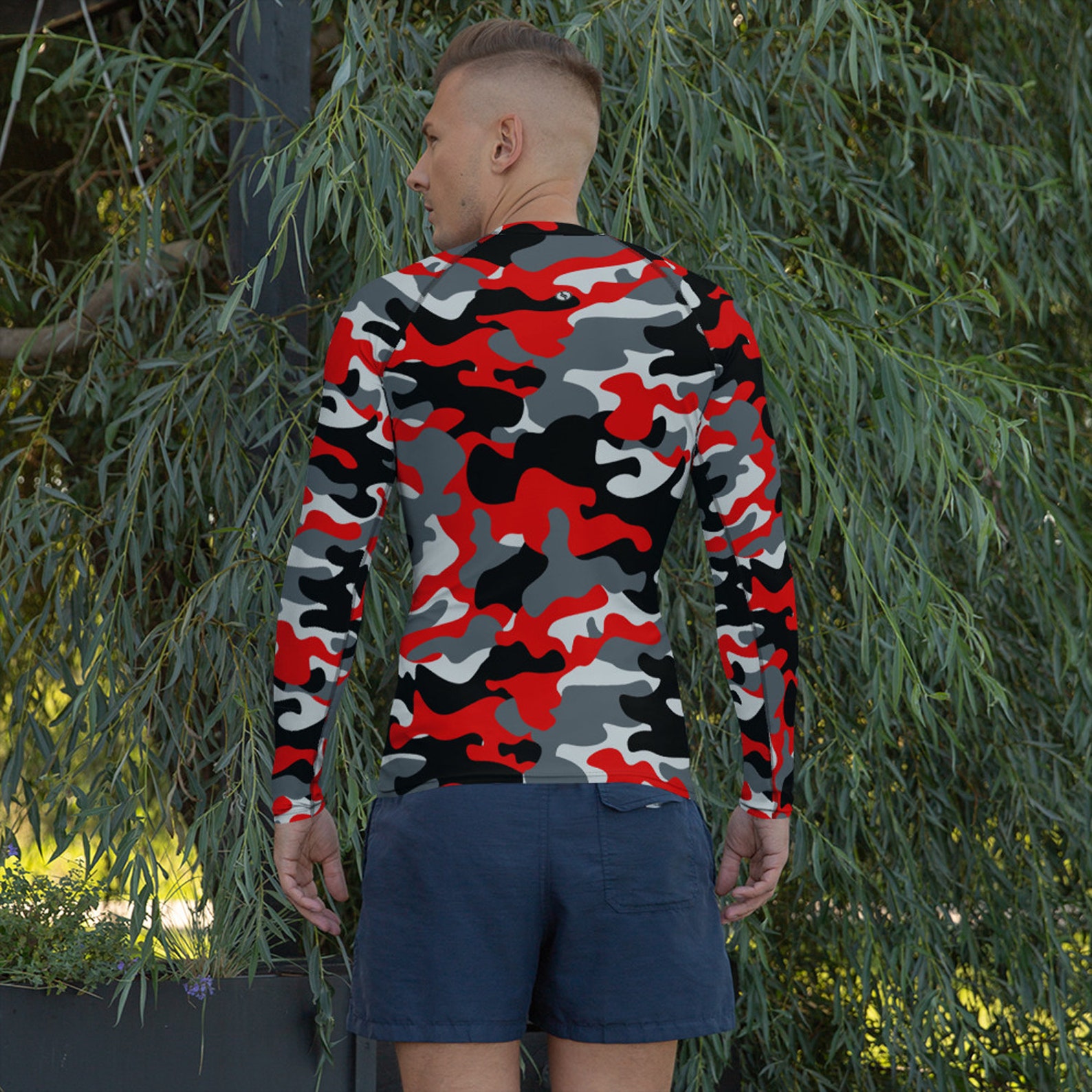 Red Camouflage Rash Guard for Men Long Sleeve Rash Guards W - Etsy