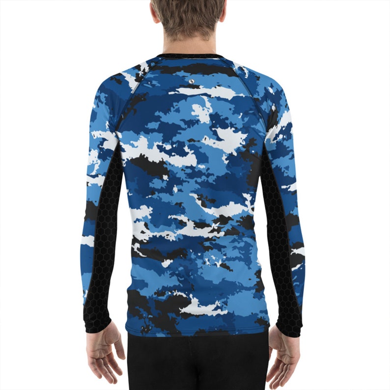 Mens Rash Guard Long Sleeve Blue Camo Rashguard With | Etsy