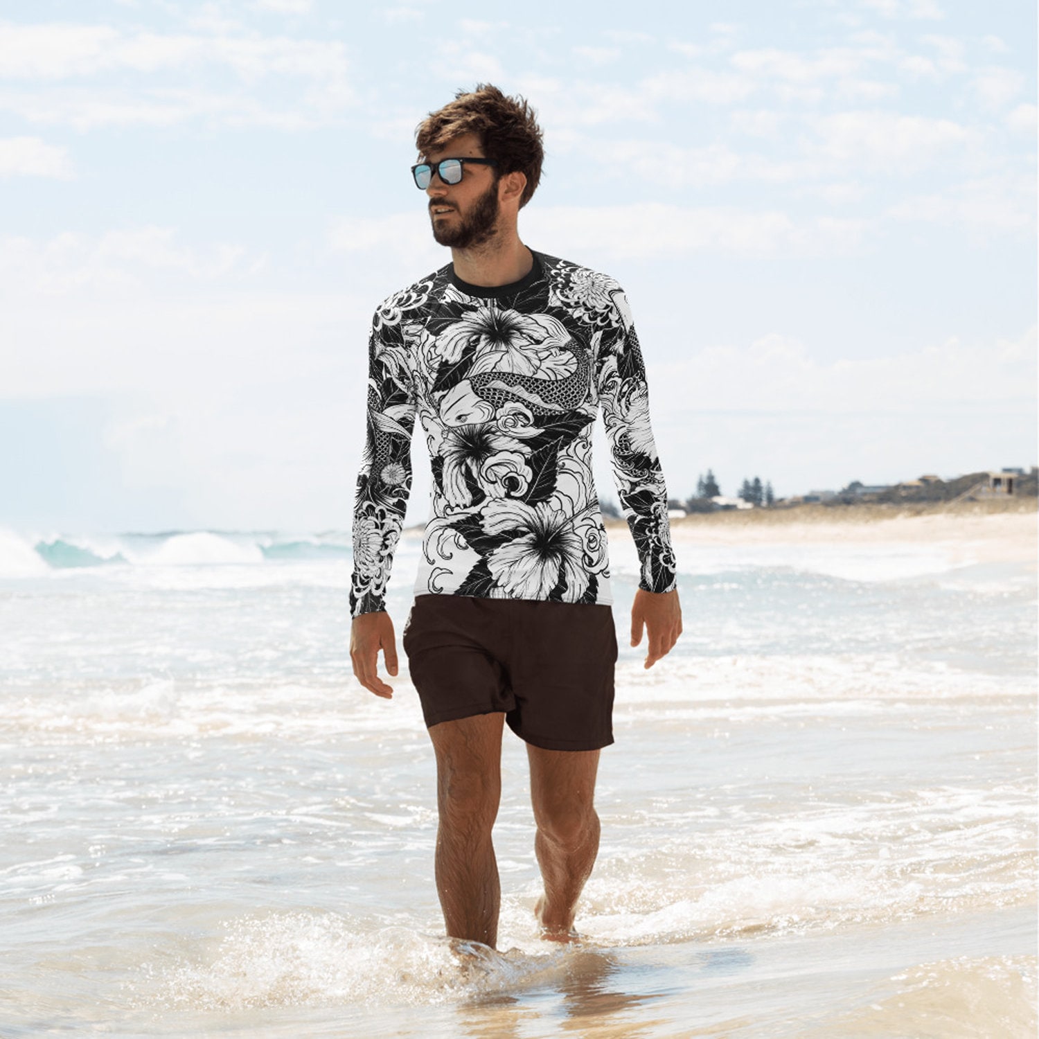Koi Fish Rash Guard for Men - Long Sleeve MMA / BJJ Rash Guards ...