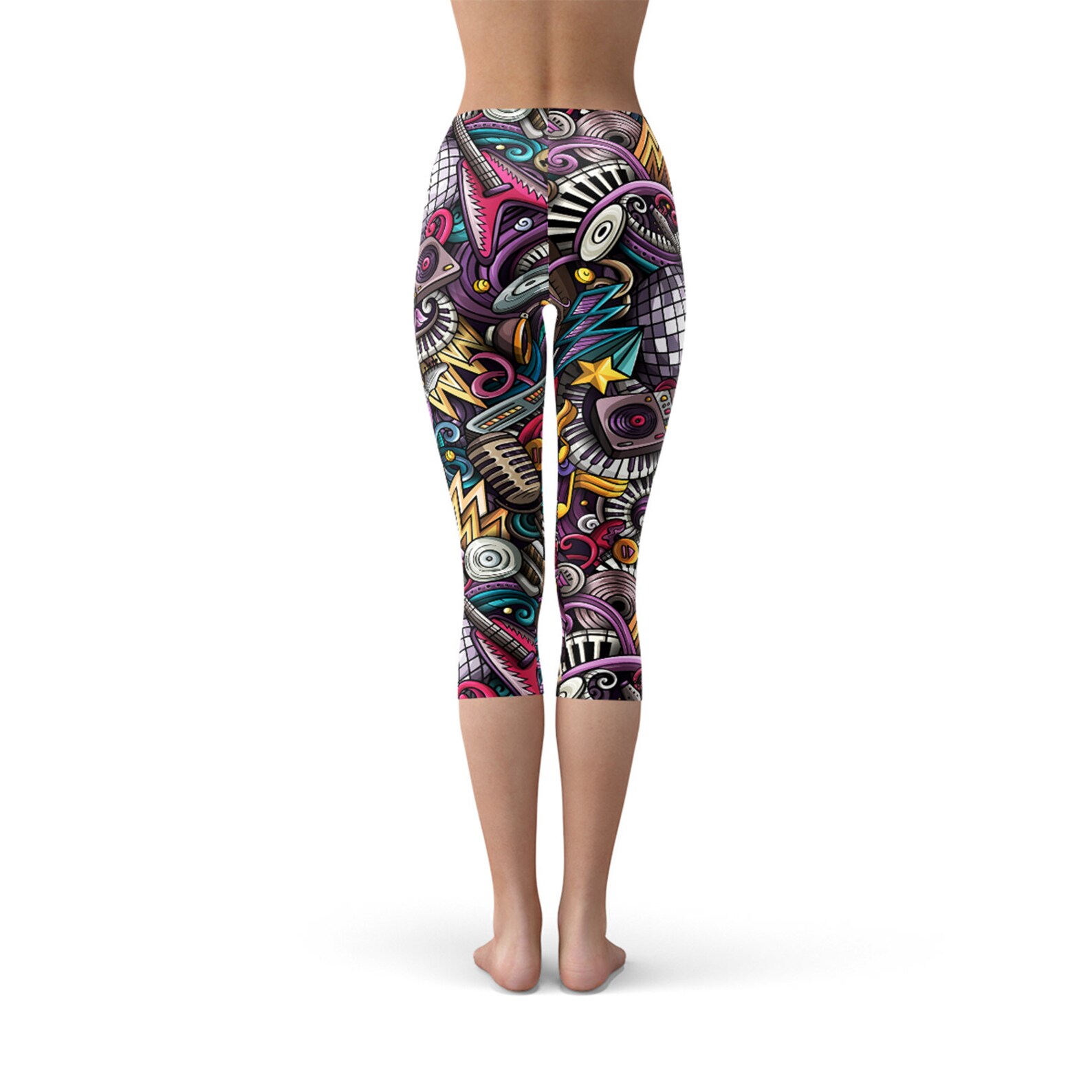 Grunge Capri Leggings for Women 80s Capri Leggings Disco - Etsy