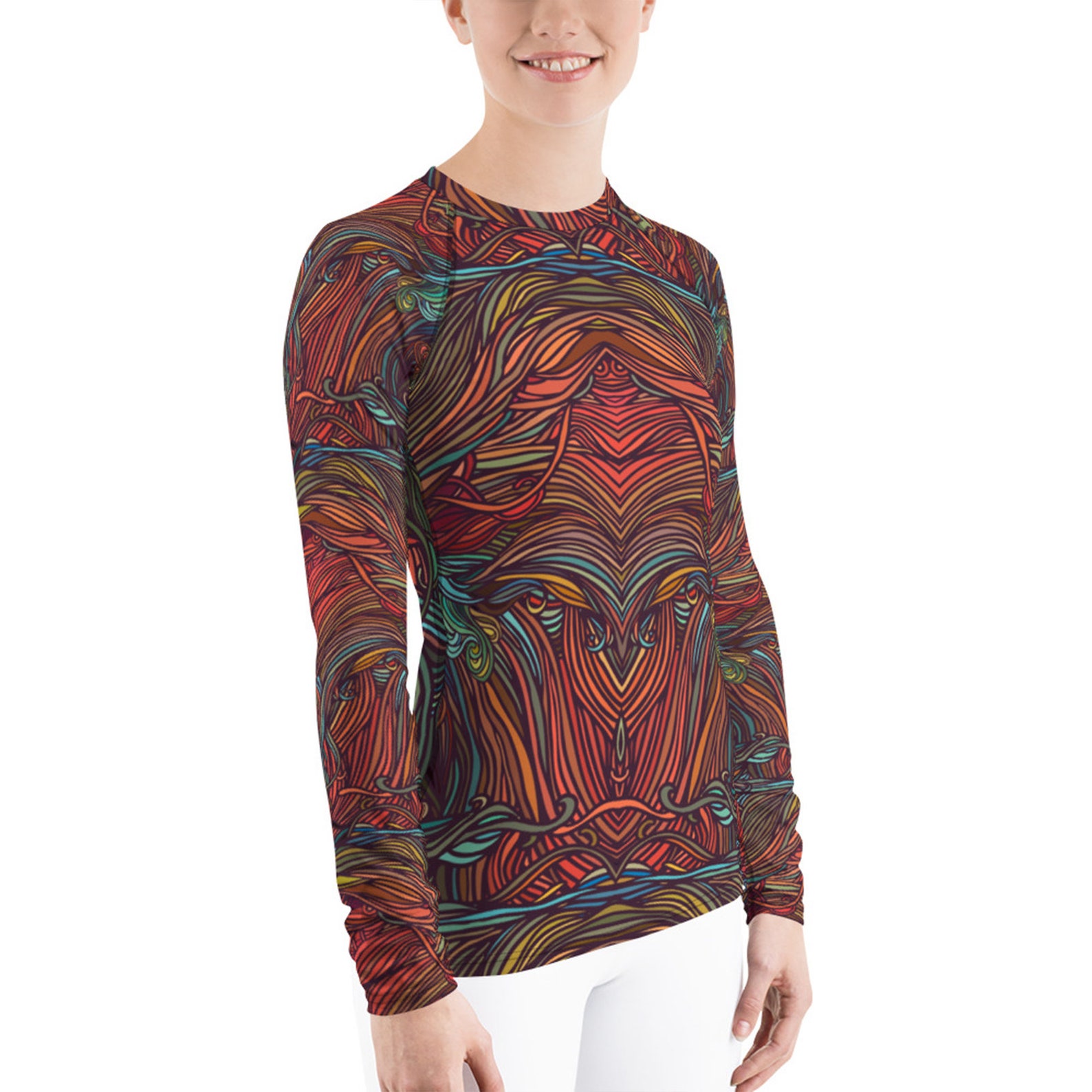 Women's Long Sleeve Rash Guard All Over Print Abstract | Etsy