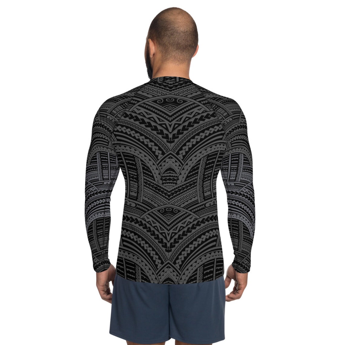 Maori Tattoo Rash Guard for Men Long Sleeve Gunmetal Gray - Etsy