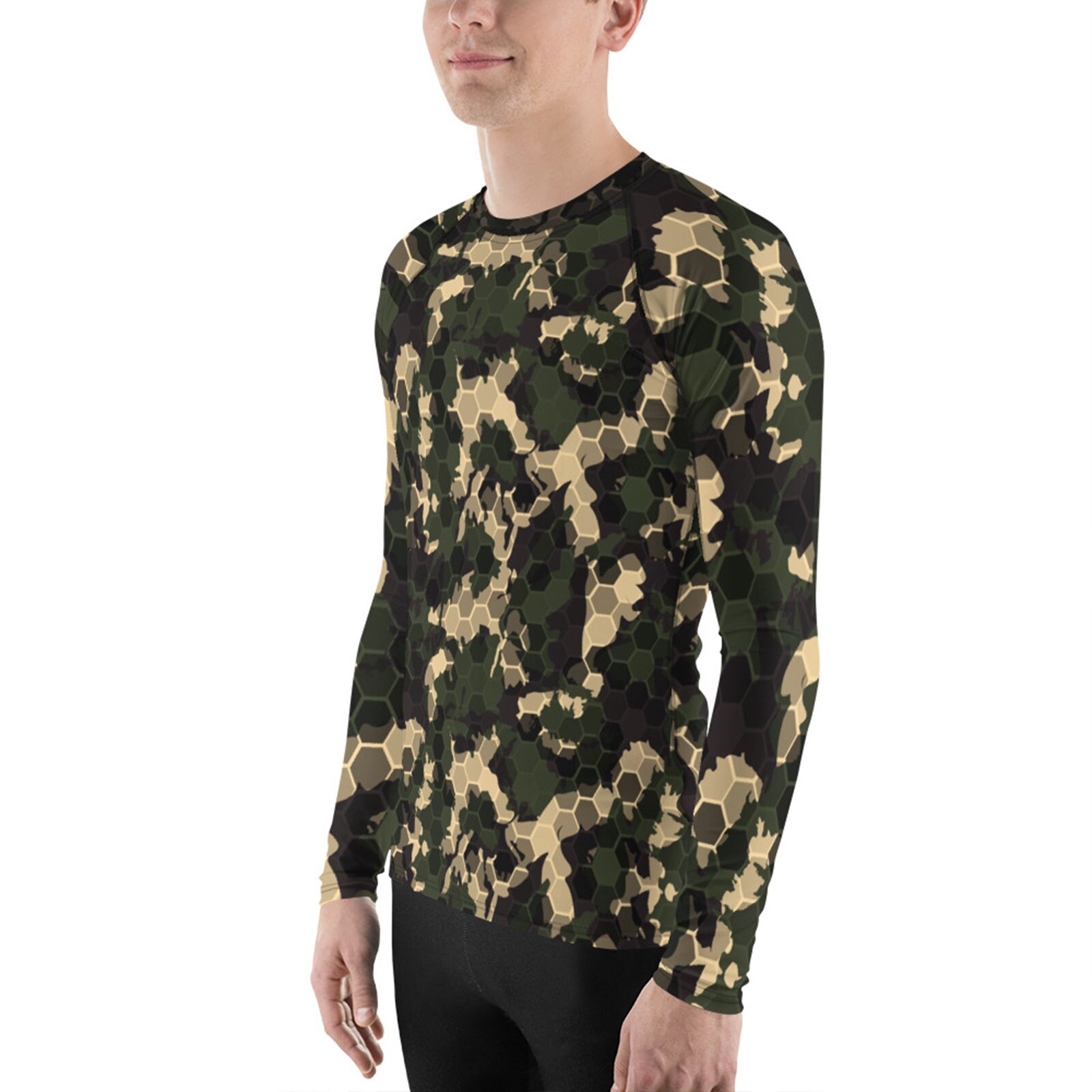 Mens Rash Guard Army Camo Print With Honeycomb Pattern Sun - Etsy