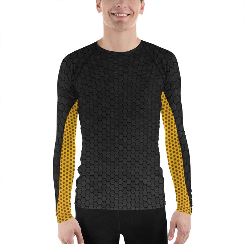 Mens Long Sleeve Rash Guard Honeycomb Pattern Print - Etsy