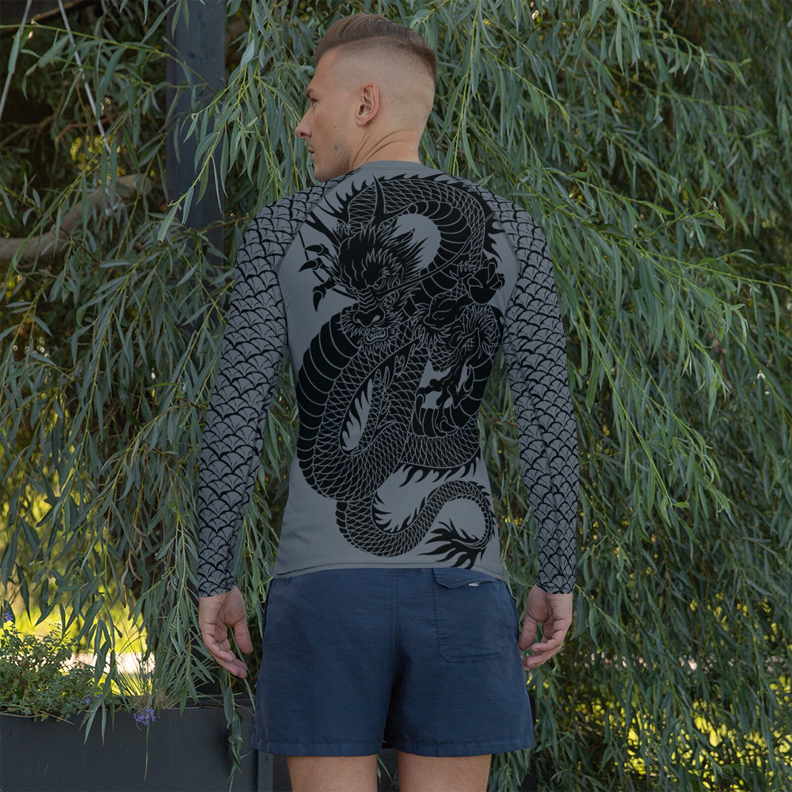 Mens Long Sleeve Rash Guard Japanese Dragon Tattoo Design - Etsy