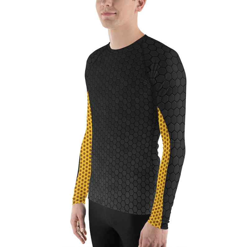 Mens Long Sleeve Rash Guard Honeycomb Pattern Print - Etsy