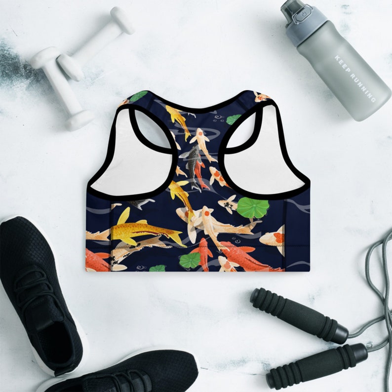 Koi Fish Padded Sports Bra for Women All Over Print Navy | Etsy