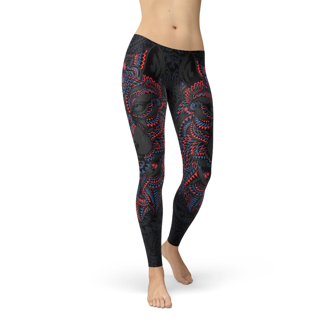 Black Wolf Unique Leggings - Leggings Printed With Grey Wolf ...