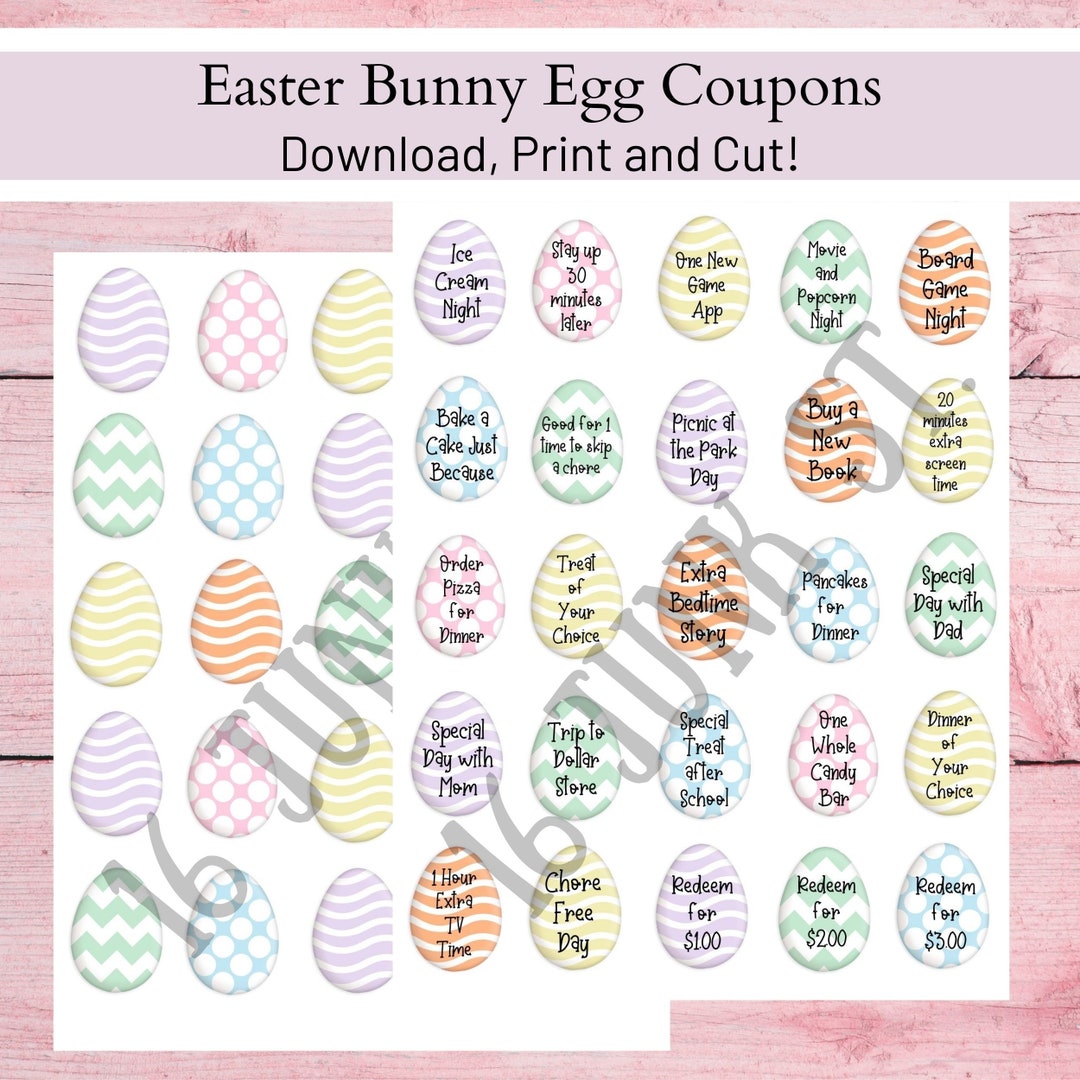 Printable Easter Egg Coupons / Egg Hunt Coupons / Easter Printable ...