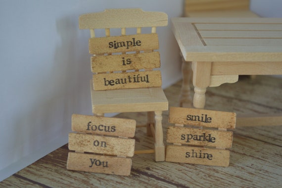 Wooden Dollhouse Signs / Inspirational Dollhouse Signs / - Etsy