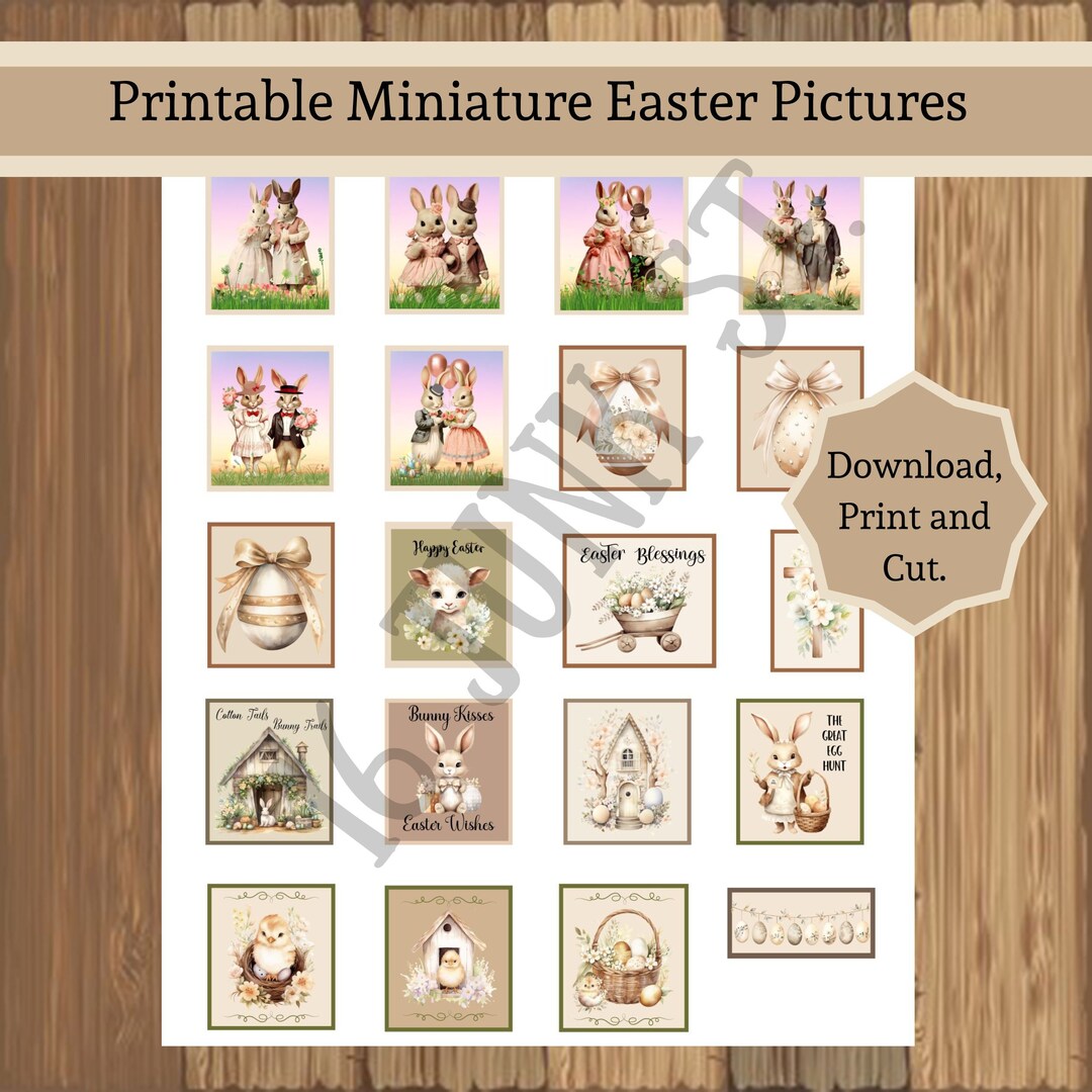 Printable Miniature Easter Pictures / Dollhouse Accessories / Dollhouse ...
