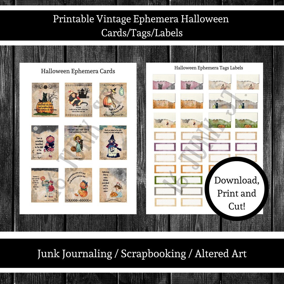 Printable Vintage Halloween Ephemera Cards / Tags / Labels / Junk ...