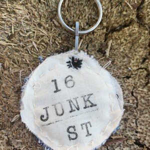 Frayed Key Ring - Zipper Pull - Denim Key Ring - Embroidered Key Ring ...