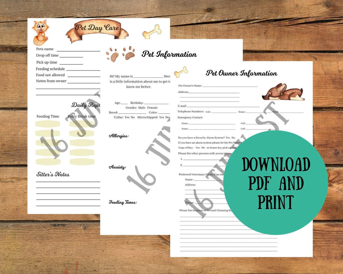 Printable Pet Sitting Business Form Bundle / Digital Download - Etsy