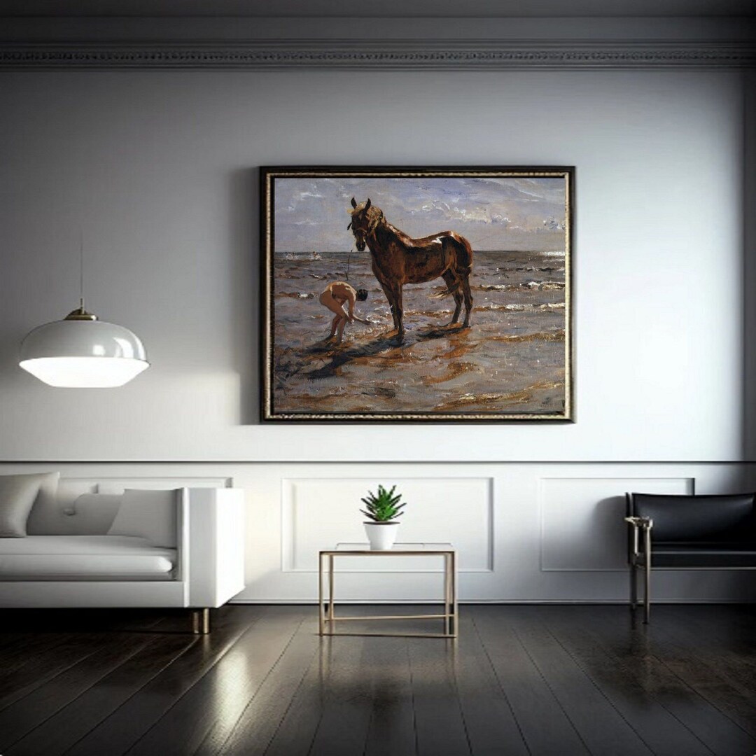 Giclée Fine Art Print; "bathing of A Horse" by Valentin Serov; Fine Art ...