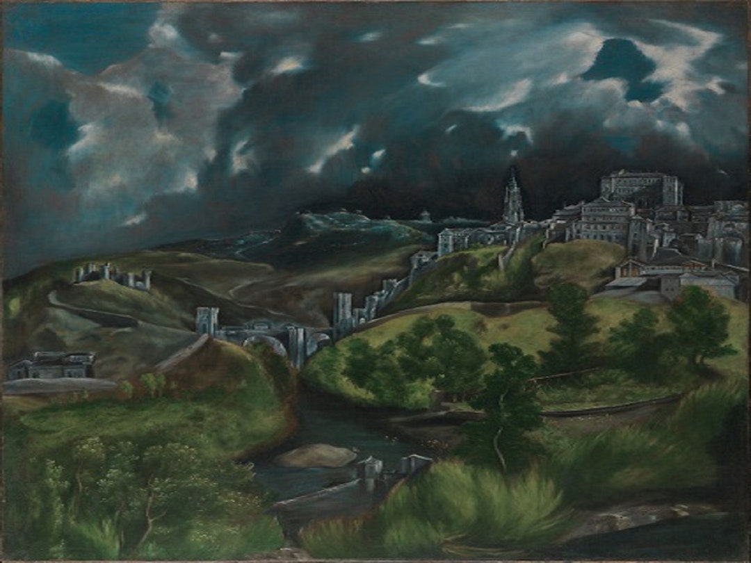 El Greco: "view of Toledo", Extremely Rare Original Vintage Bookplate ...