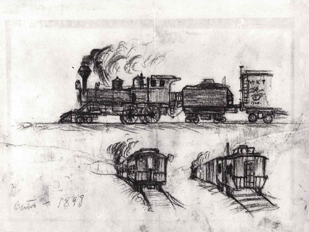 Thomas Hart Benton: “M.K.T. Locomotive, Vinita, Oklahoma", Extremely ...