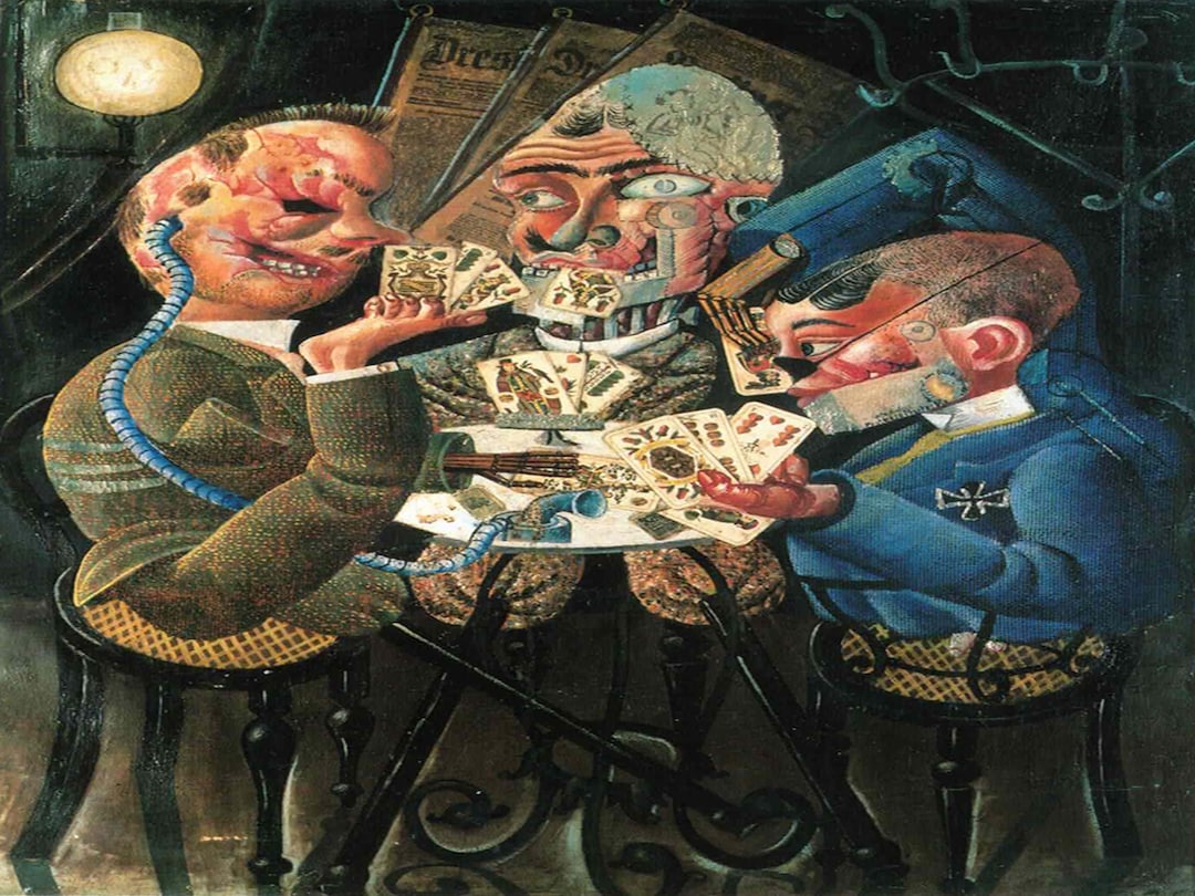 Otto Dix: “the Skat Players", Extremely Rare Vintage Bookplate Print, Painting Circa 1920 ...