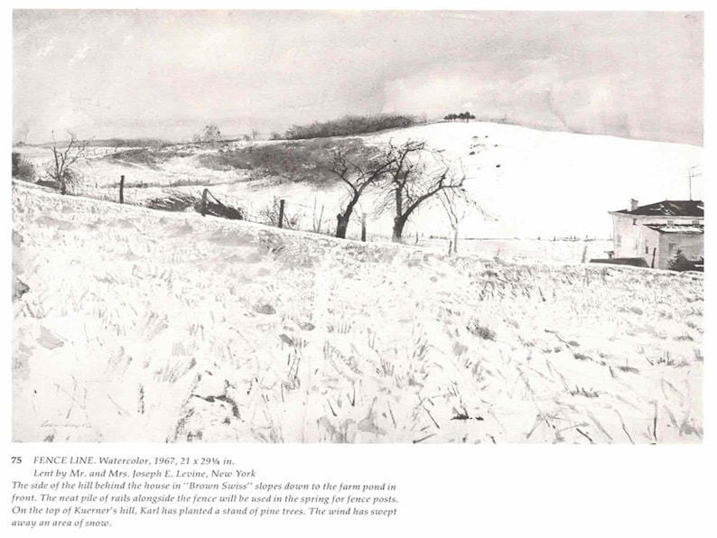 Andrew Wyeth: “fence Line", Extremely Rare Vintage Bookplate Print, Pen ...
