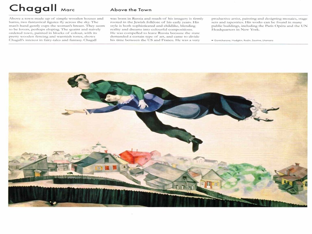 Marc Chagall: “above the Town", Extremely Rare Original Bookplate Print ...