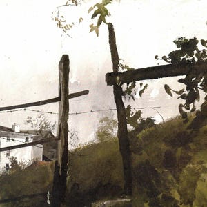 Andrew Wyeth: “fence and Wire", Extremely Rare Vintage Bookplate Print ...