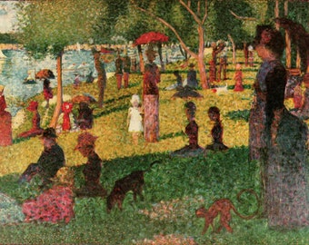 Georges Seurat: “evening in Honfleur", Extremely Rare Vintage Bookplate ...