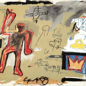 Jean-michele Basquiat: “red Man", Extremely Rare Original Bookplate ...