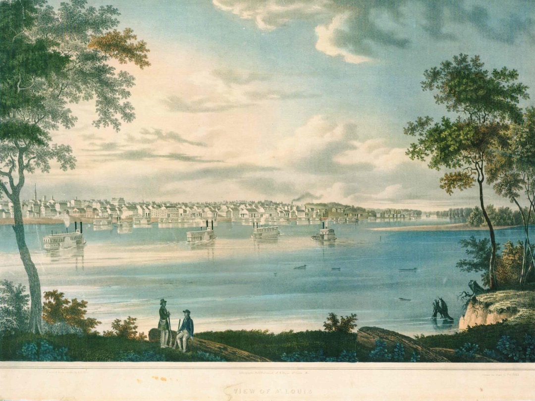 John Caspar Wild: "view of St. Louis From Illinois", Extremely Rare ...