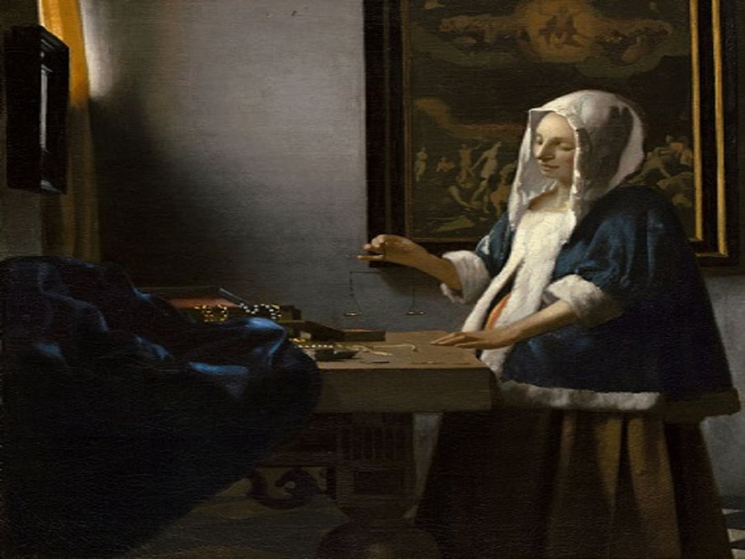 Johannes Vermeer: “woman Holding A Balance", Very Rare Original Vintage ...