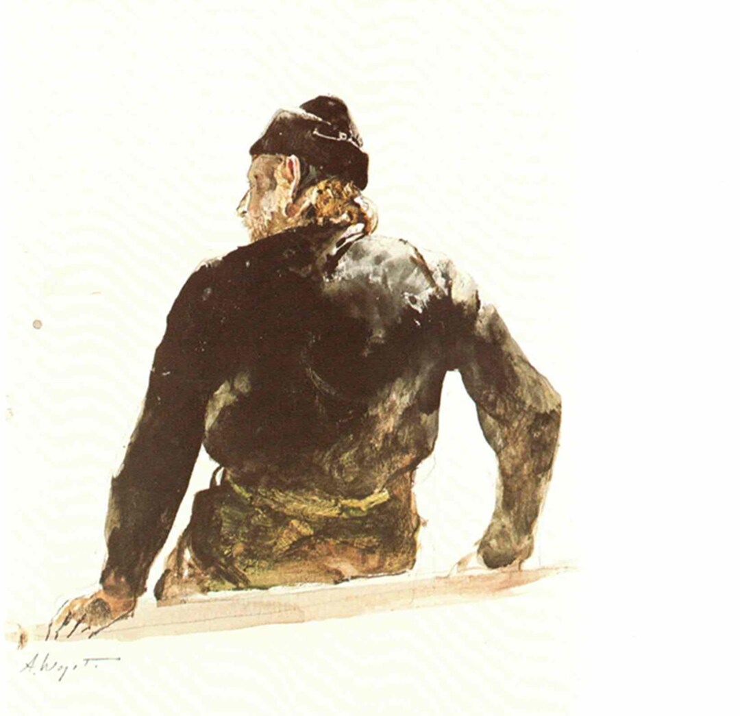 Andrew Wyeth: “rum Runner (study of Walter Anderson)", Extremely Rare ...
