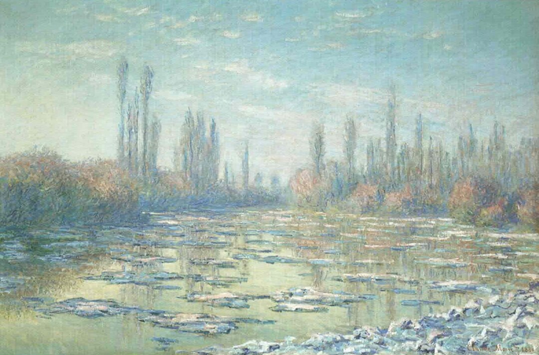 Claude Monet: “floating Ice", Extremely Rare Vintage Bookplate Print ...