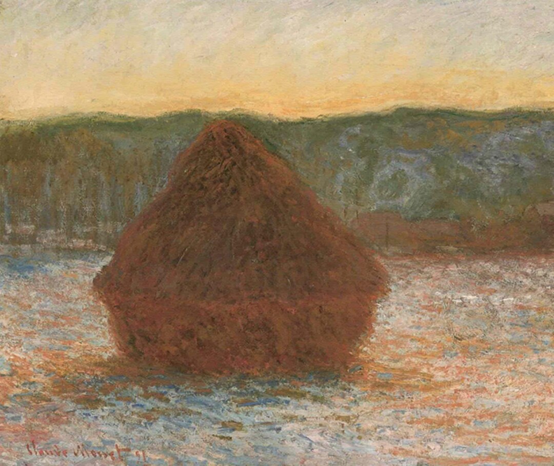Claude Monet: “wheatstacks, Thaw, Sunset" Extremely Rare Vintage ...