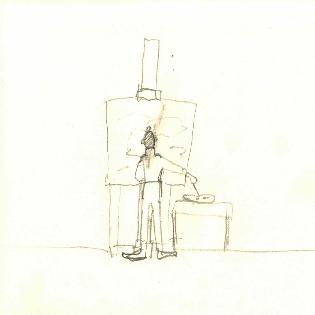 Jamie Wyeth: "sketch of My Father at the Easel", Extremely Rare Full ...